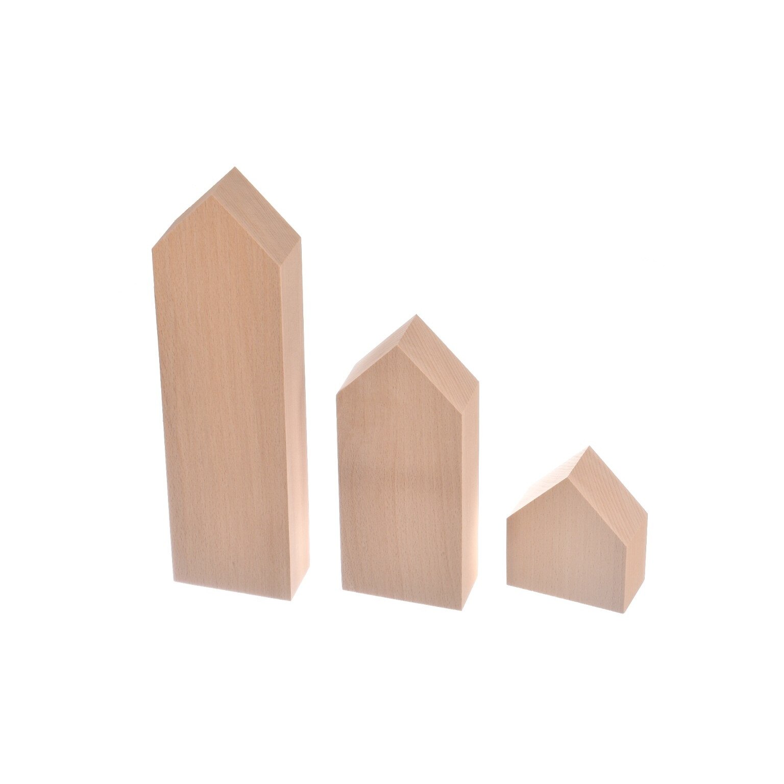 Decoratiuni din lemn tip case, 3 bucati, Maro - eMAG.ro