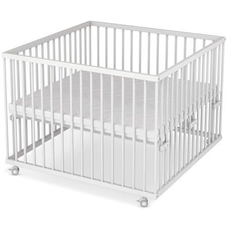 Tarc copii, Samann®, Lemn, 100 x 100 cm, max 13 kg, Alb - eMAG.ro