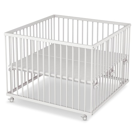 Tarc copii, Sämann®, Lemn, 100 x 100 cm, max 15 kg, Alb - eMAG.ro