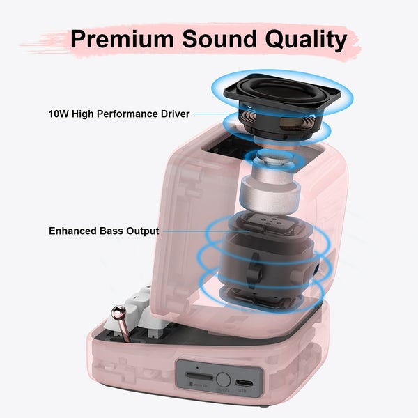 Boxa portabila Bluetooth Divoom DITOO, 10 W, Roz - eMAG.ro