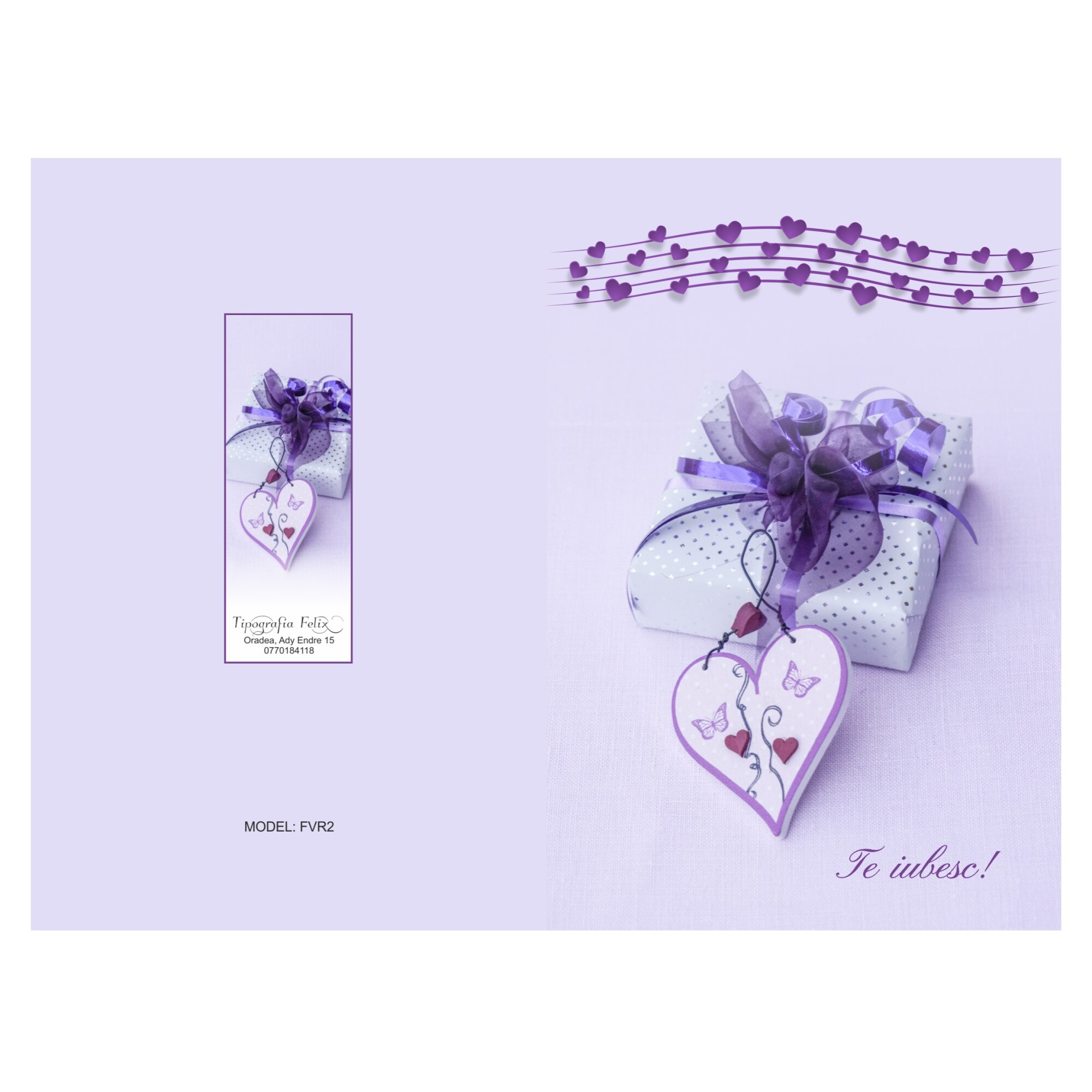 Felicitare cu plic, de dragoste si iubire Valentines Day "Te iubesc ...