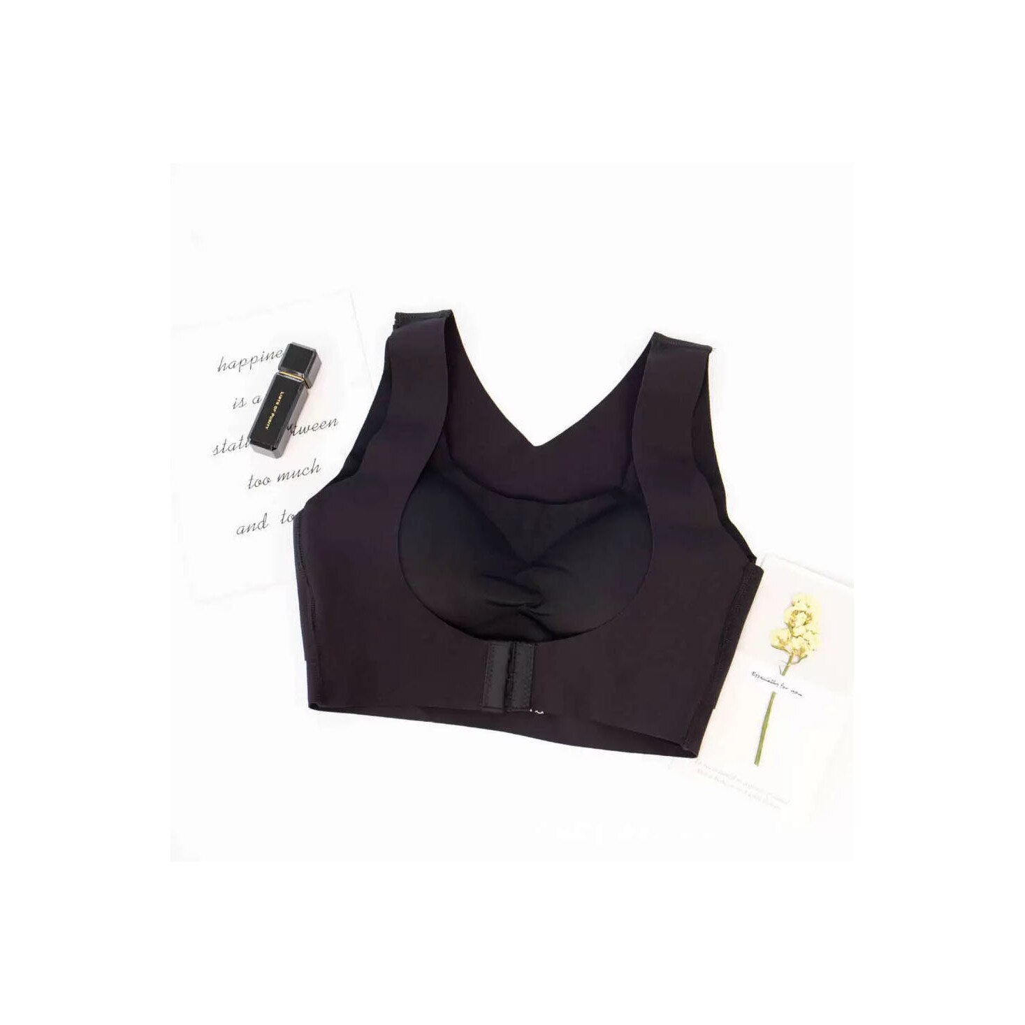 Bustiera sport de dama Black Slim, material fin, fara cusaturi, sustine ...