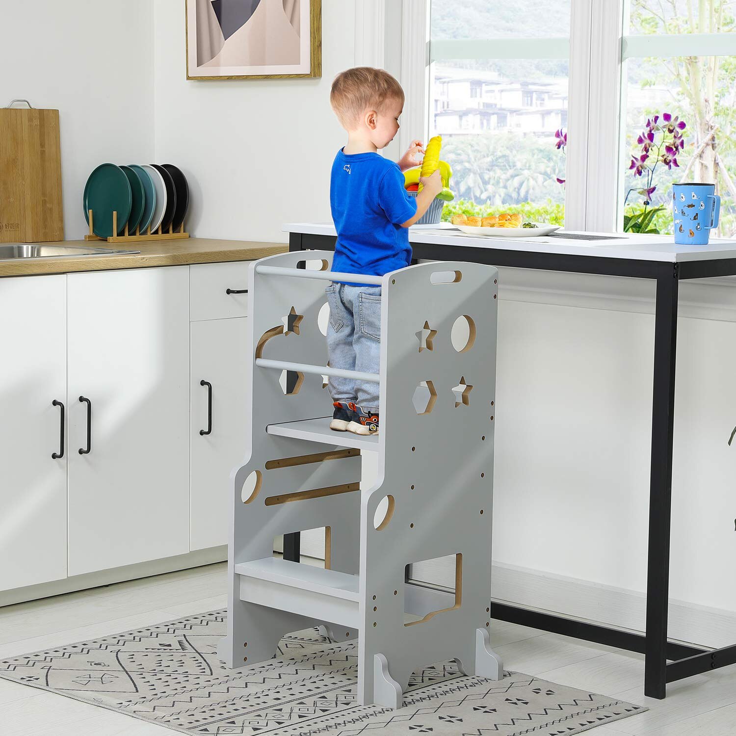 Turn de invatare, ADORNEVE, MDF, Inaltime reglabila, 18-48 luni, Gri ...