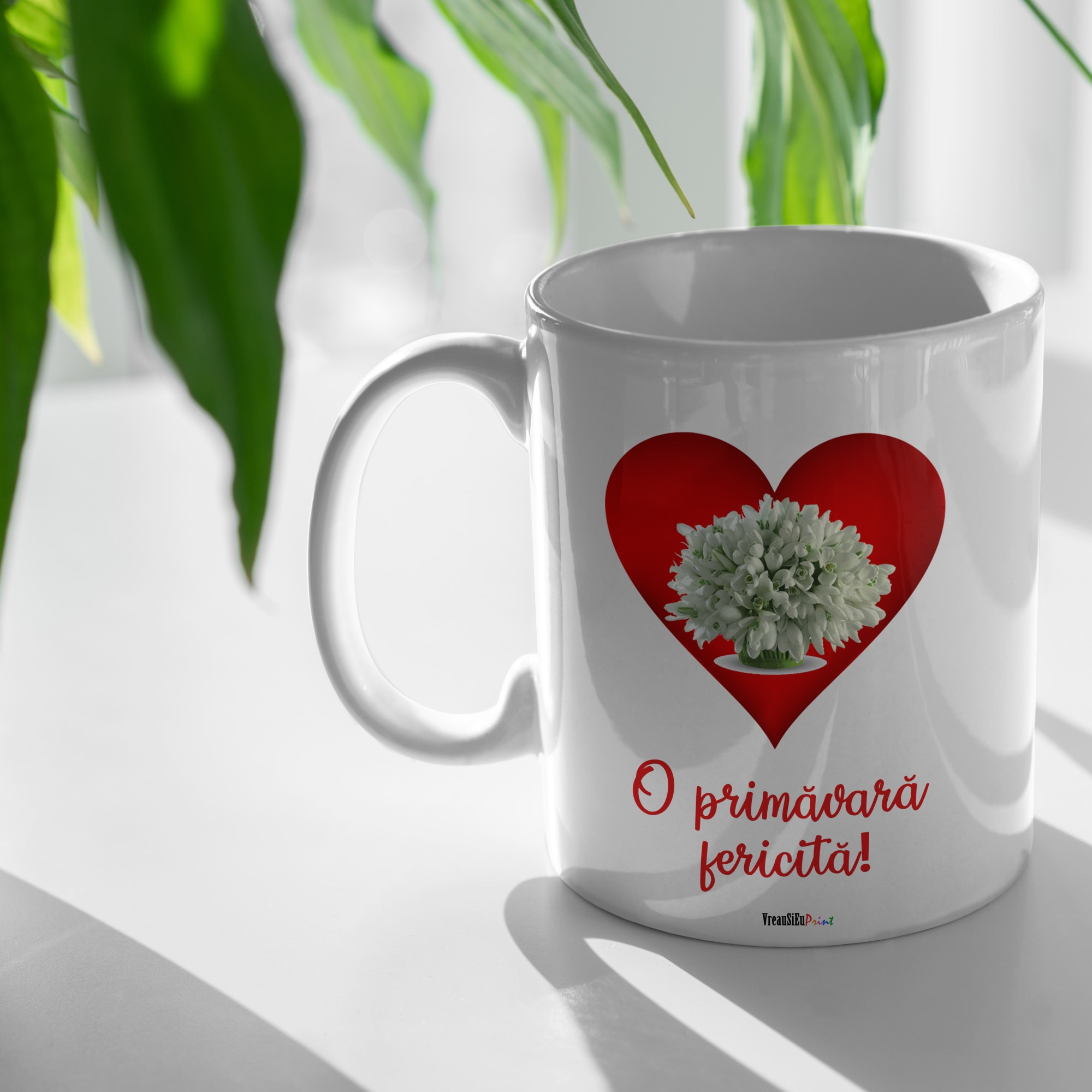 Cana personalizata pentru 1-8 Martie, cu imagine inima cu ghiocei si ...