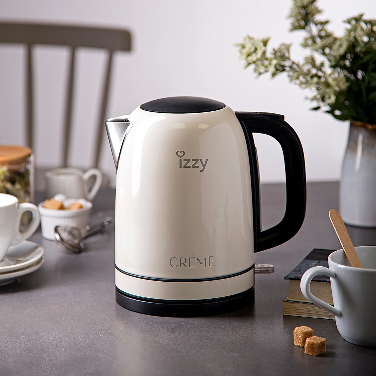 Fierbator Izzy, Crème, 2000 W, 1.7 L, oprire automata, baza rotativa ...