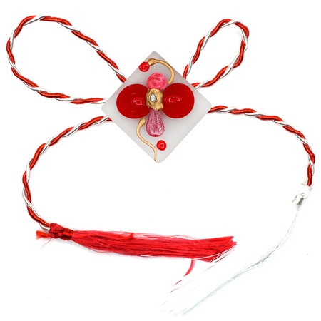 Martisor brosa handmade, pictat pe sticla, Regalo - Orhidee rosie, 3 cm ...