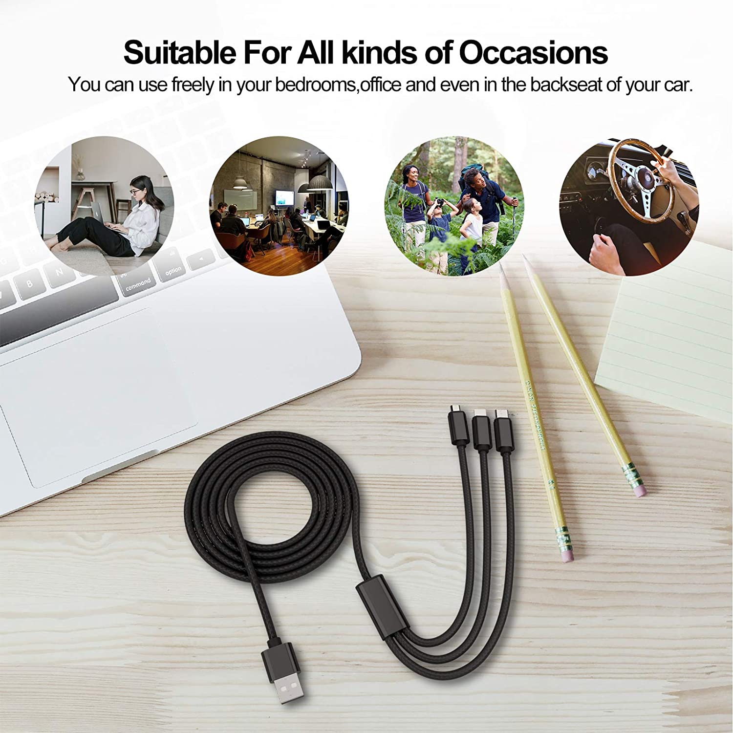 Кабел за данни 3n1 Hodiy Найлон Бързо зареждане Usb C Lightning Microusb 1 2 м Сив Emag Bg