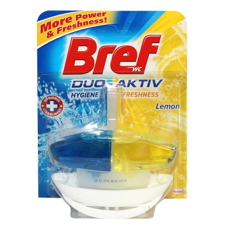 Odorizant wc bref duo aktiv 50 gr lichid cu suport de wc - lemon - eMAG.ro