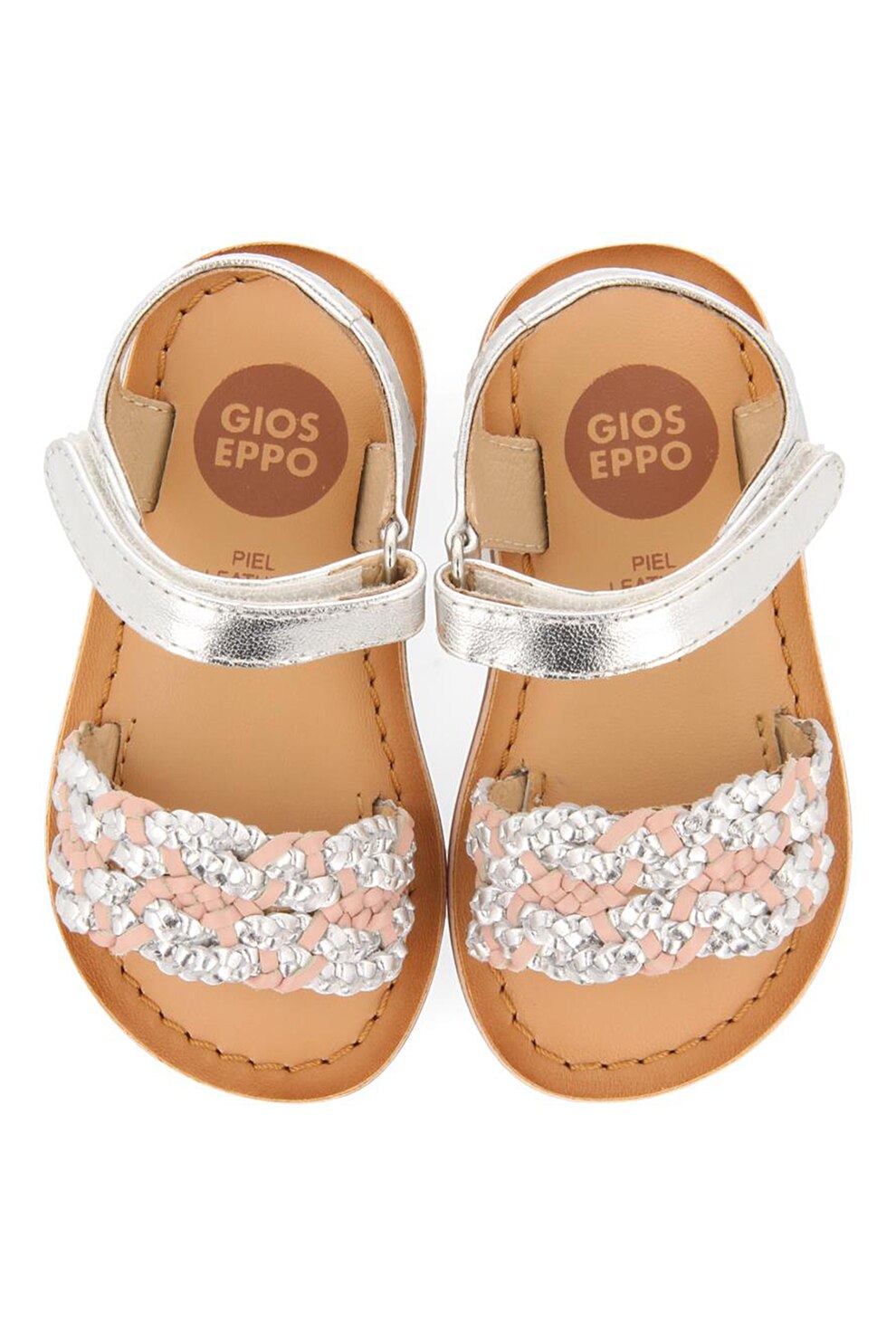 Gioseppo, Sandale de piele cu velcro Vaglia, Argintiu, 20 EU - eMAG.ro