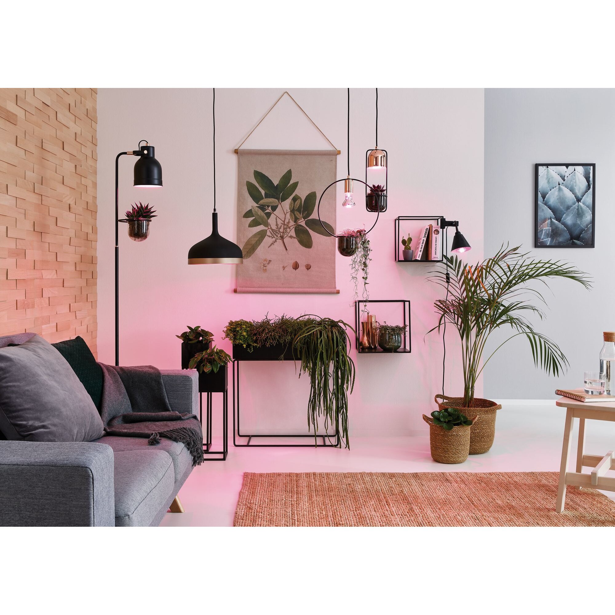 Pendul Tasja cu suport pentru plante, max. 20W, E27, negru-cupru - eMAG.ro
