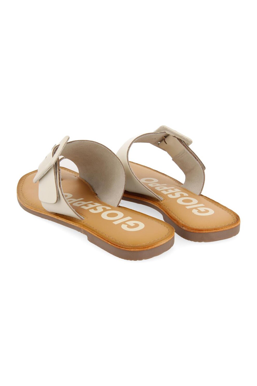 Gioseppo, Papuci din piele cu bareta separatoare Yamba, Alb prafuit, 37 ...