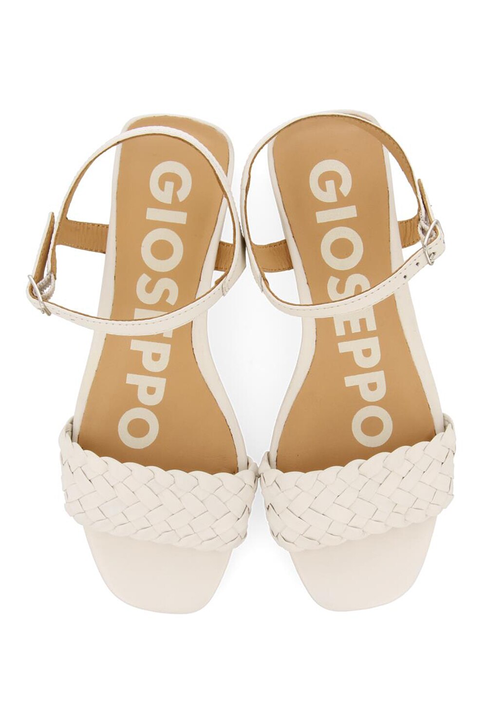 Gioseppo, Sandale din piele cu aspect impletit Rolante, Alb prafuit, 37 ...