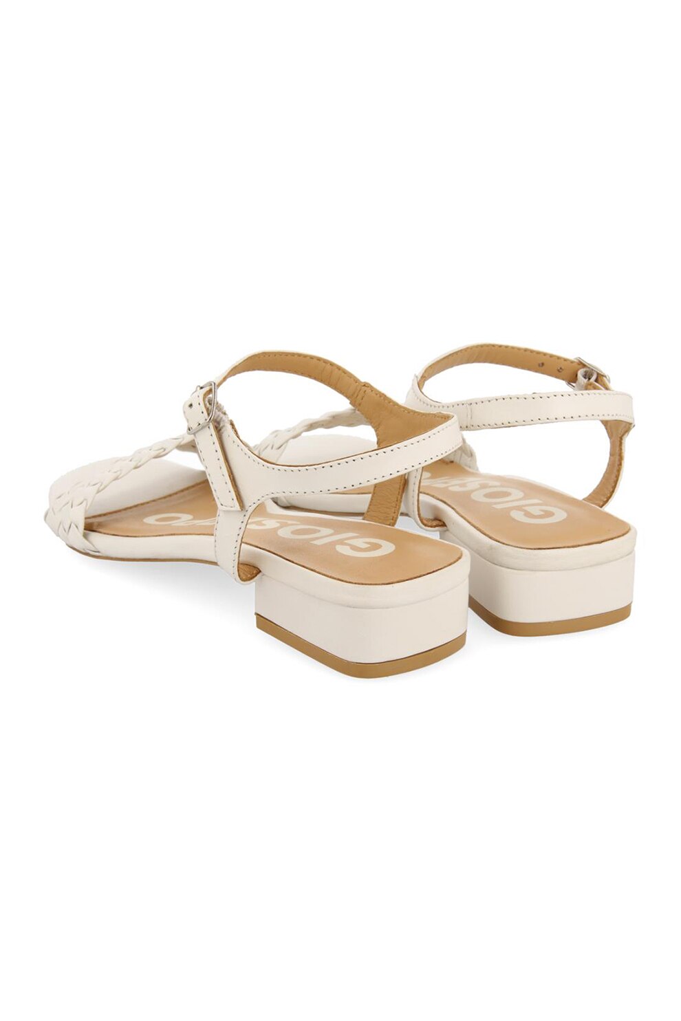 Gioseppo, Sandale din piele cu aspect impletit Rolante, Alb prafuit, 37 ...