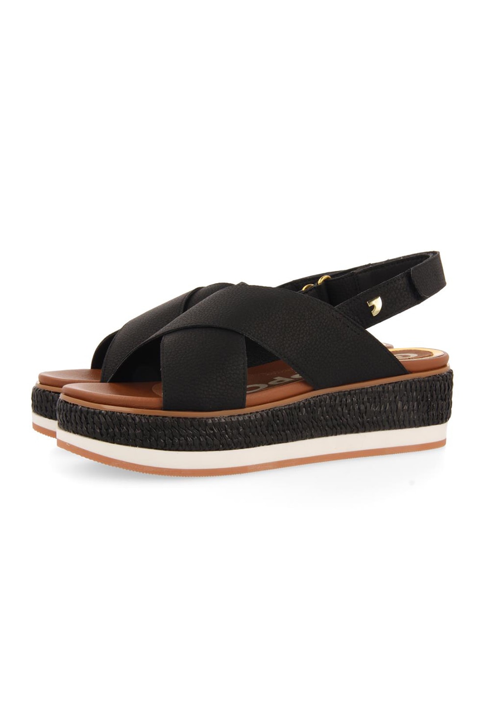 Gioseppo, Sandale cu talpa wedge si inchidere velcro Meggett, Negru, 36 ...