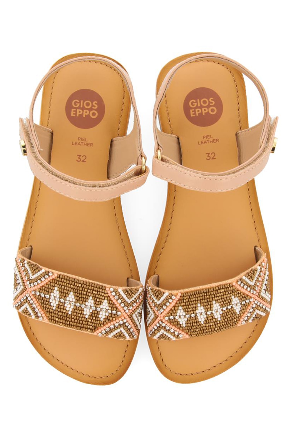 Gioseppo, Sandale din piele cu aplicatii cu margele, Maro, 37 EU - eMAG.ro