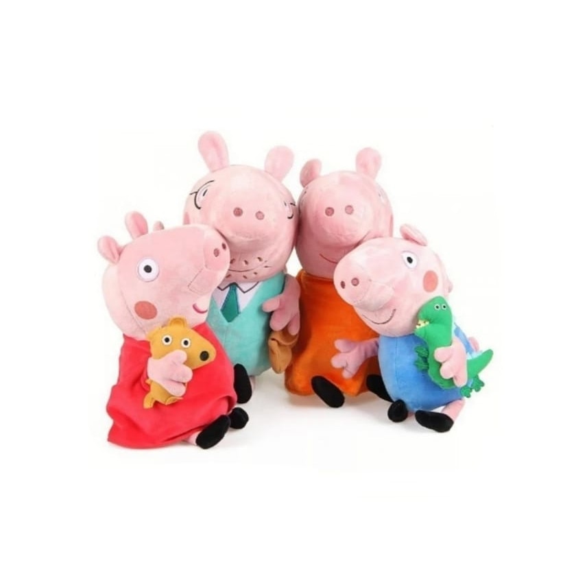 Set 4 Plusuri - Familia Peppa Pig, multicolor, 24 cm - eMAG.ro
