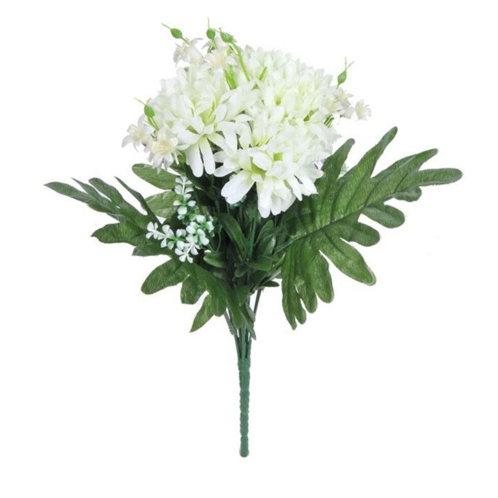 Buchet de flori artificiale, crizanteme albe, 40 cm - eMAG.ro