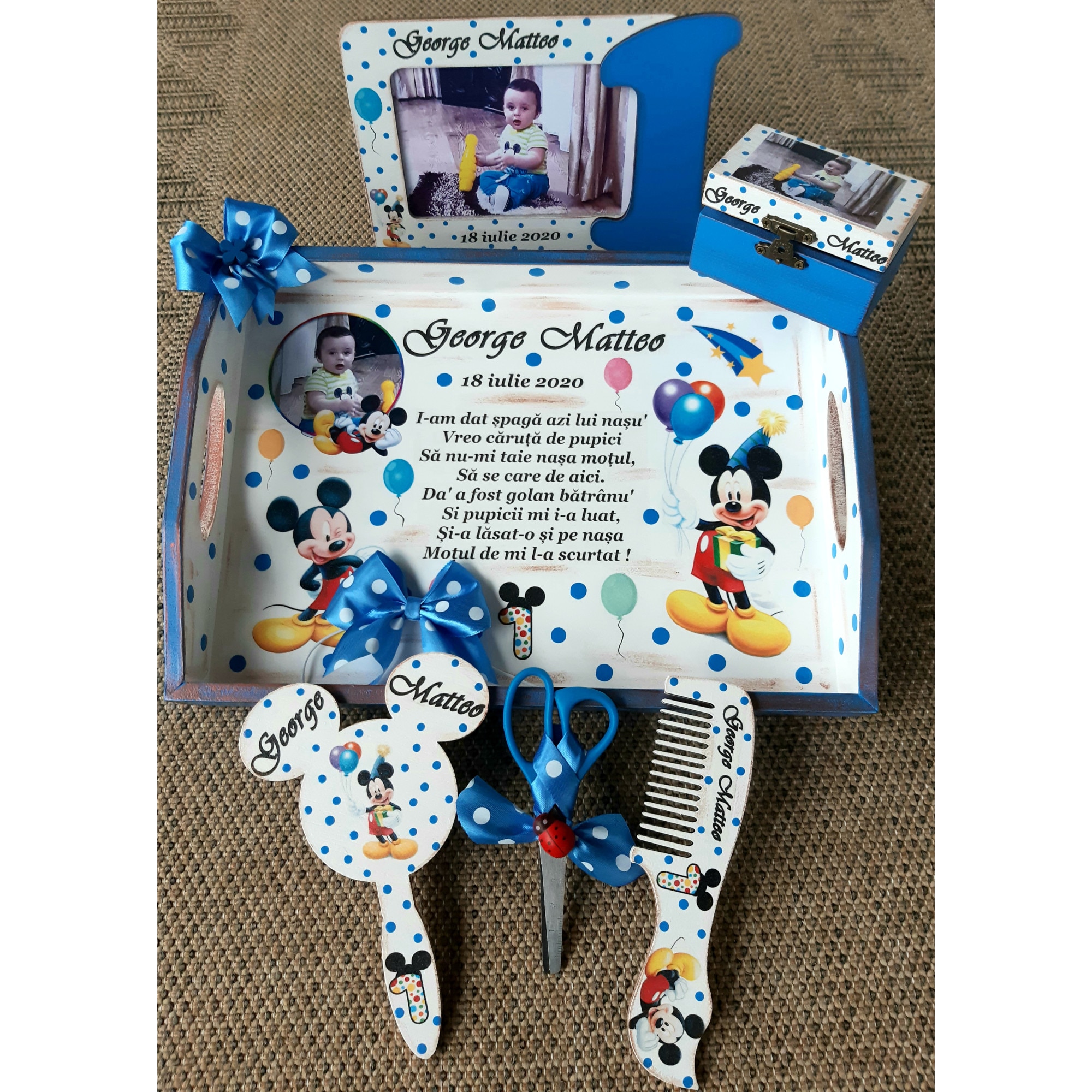 Set personalizat pentru taierea motului, pentru baiat, 7 piese - eMAG.ro