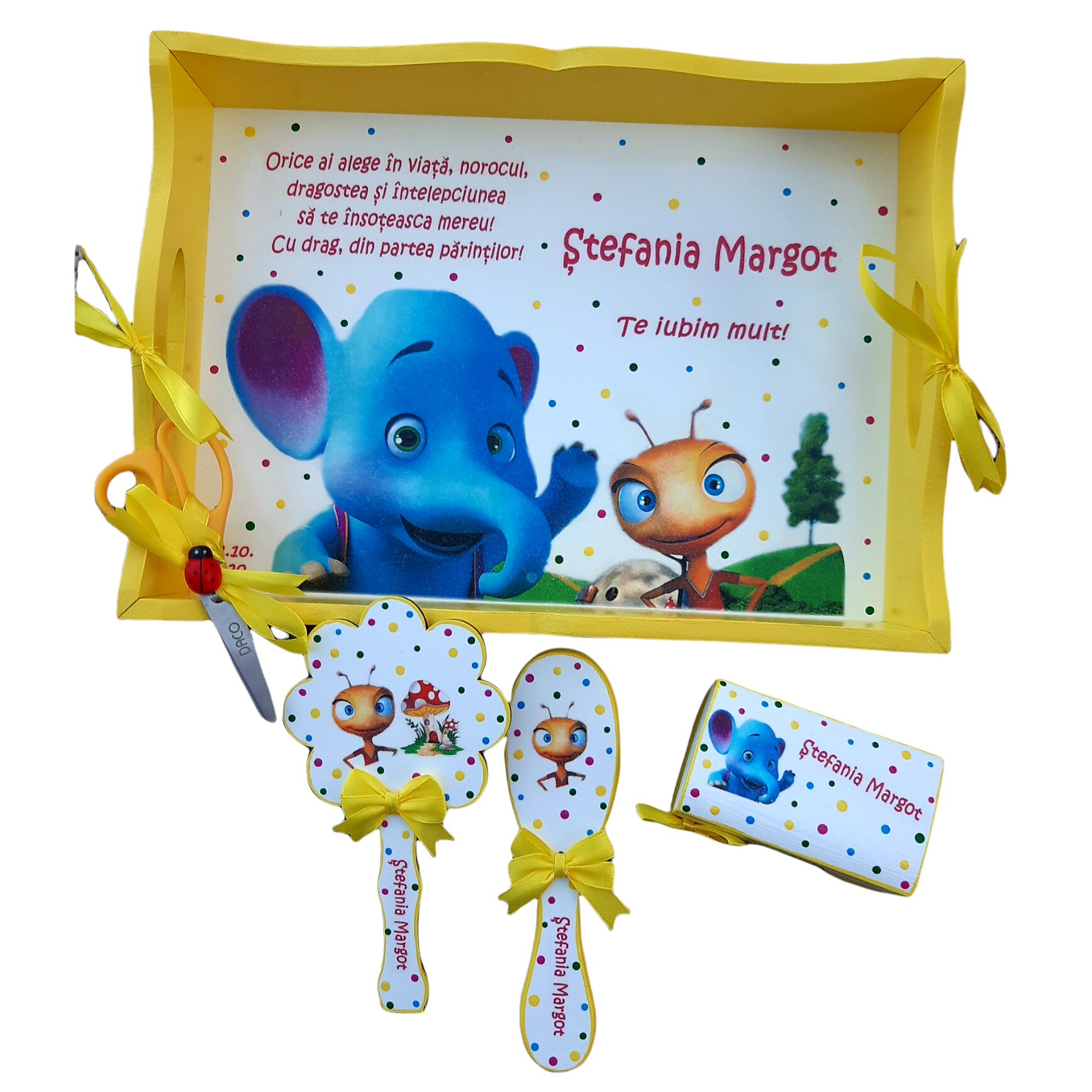 Set pentru taierea motului, personalizat cu Elefantul Cici, 5 piese ...