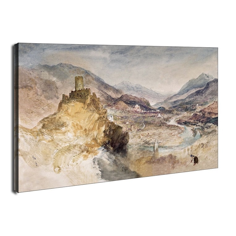 Pictura pe panza Chatel Argent si Val d_Aosta de sus Villeneuve ...