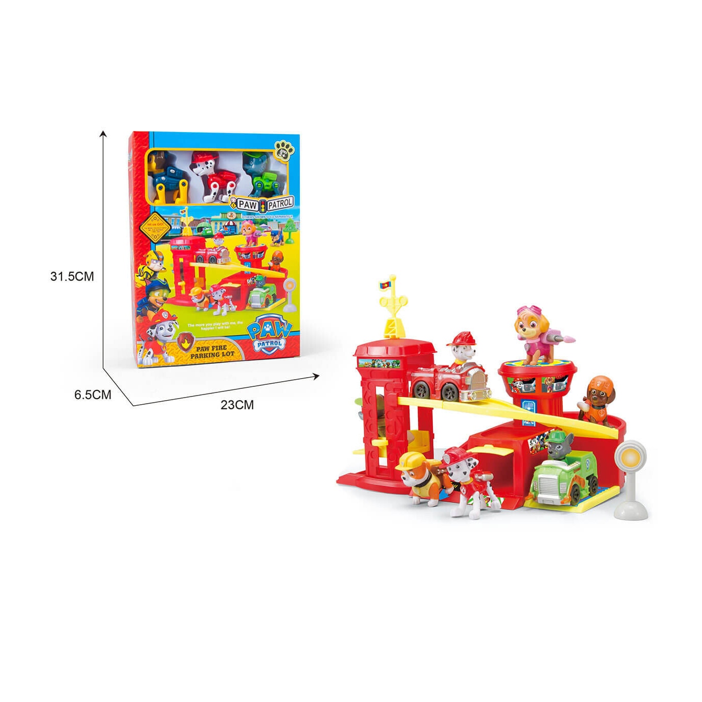 Set parcare patrula catelusilor cu etaj si trei figurine din desene ...