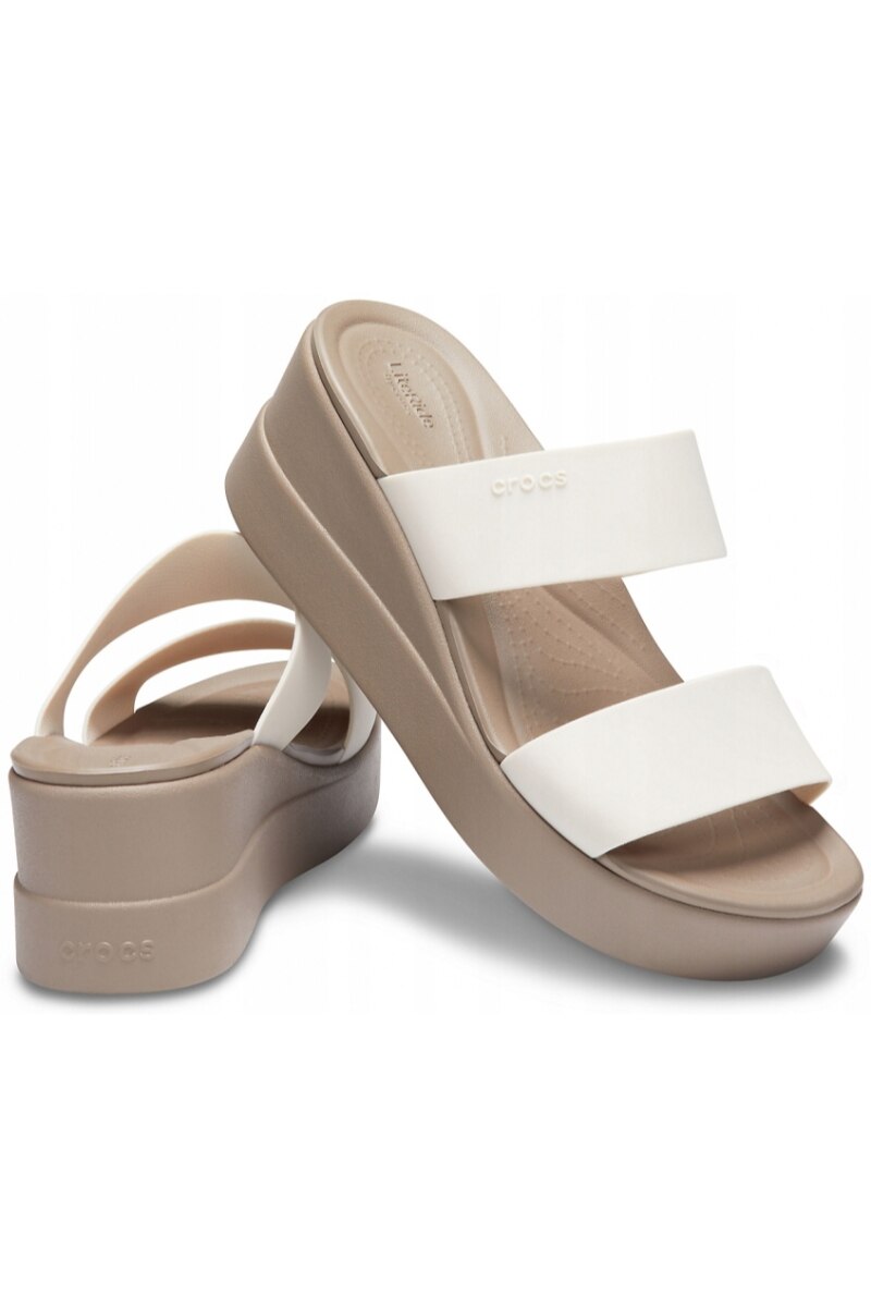 Papuci, Crocs, Sintetic, Model Brooklyn, Uscare rapida, Bej, 41 - eMAG.ro