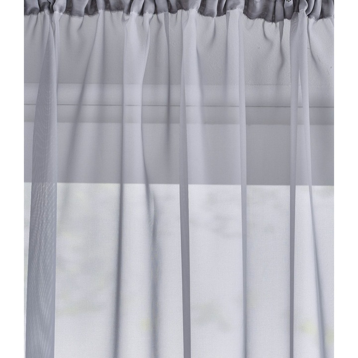 Perdea matase, culoare gri, fir cu plumb, croita cu rejansa pentru sina ...