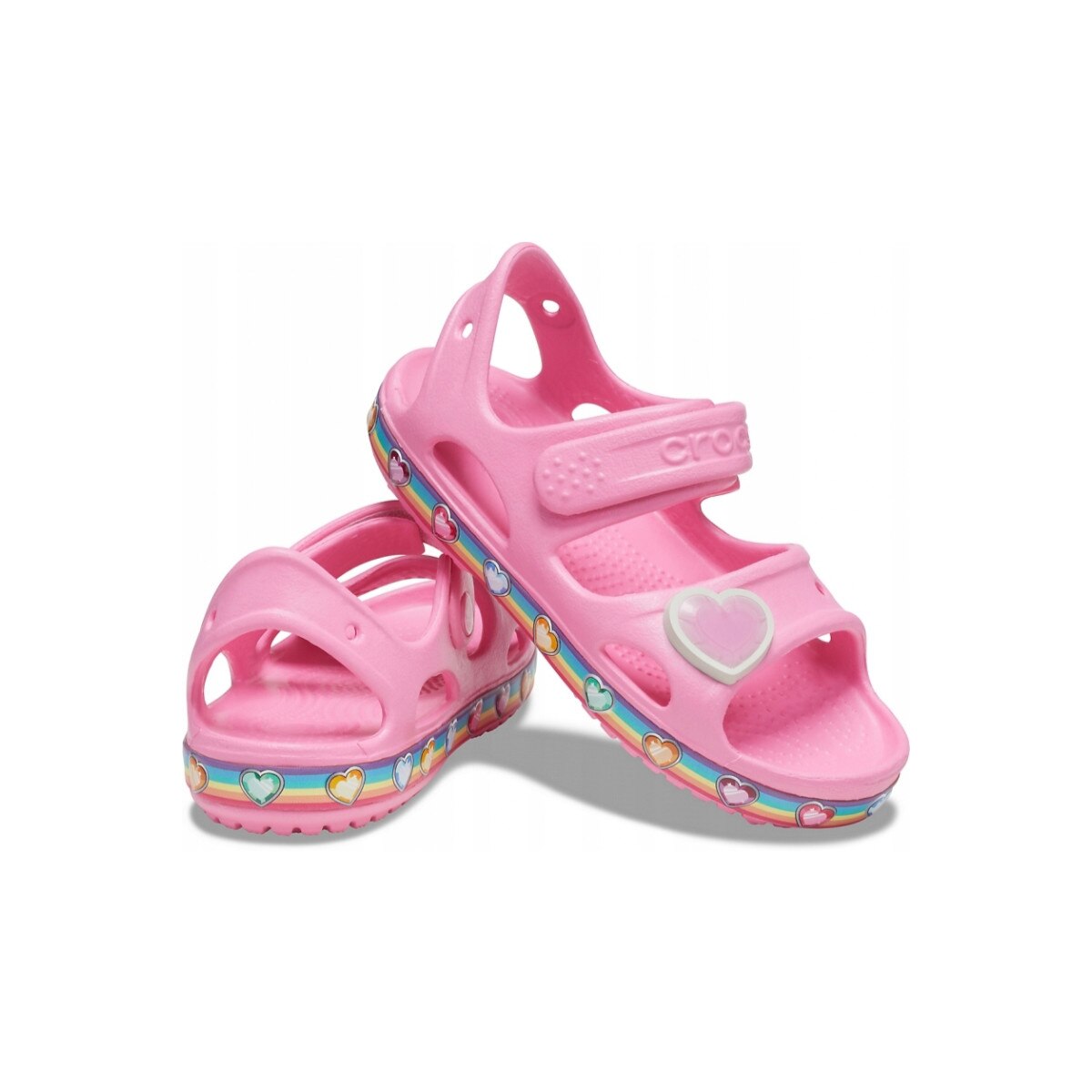 Sandale sport cu velcro pentru copii Crocs, Fun Lab Rainbow, Roz - eMAG.ro