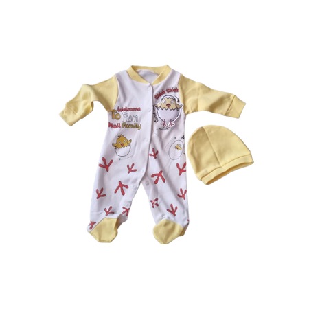 Salopeta,cu caciula, imprimata cu desen puisor,galben, Bubu-Still - eMAG.ro