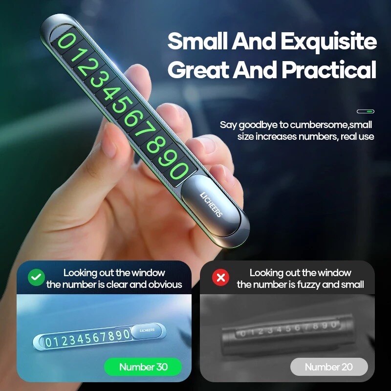 Suport premium numar telefon auto pentru parcare temporara, metalic ...