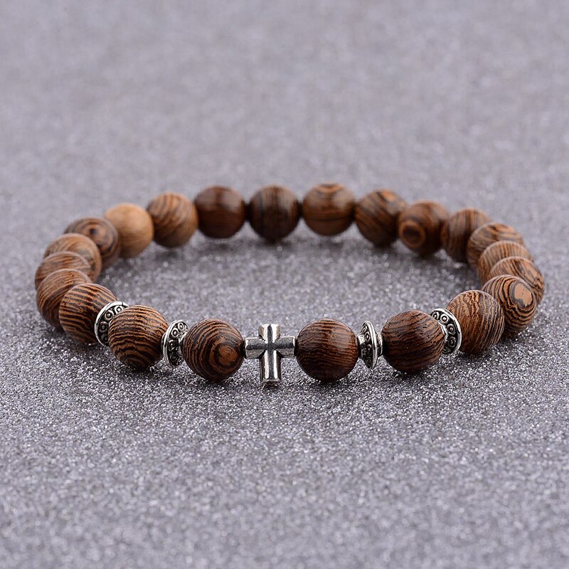 Bratara din lemn natural cu cruce, creata manual, EFAYN, unisex - eMAG.ro