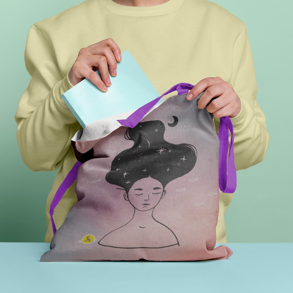 Geanta Handmade Tote Basic, Visand sub Apa, Multicolor, 43x37 cm - eMAG.ro