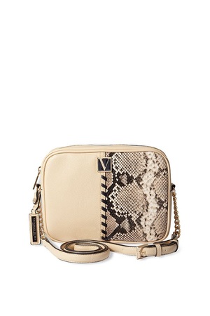 Geanta, Victoria's Secret, The Victoria Top Zip Crossbody, Sand Python ...