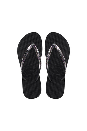 Slapi Flip-Flop pentru femei, Havaianas, Flatform Glitter, Cauciuc ...