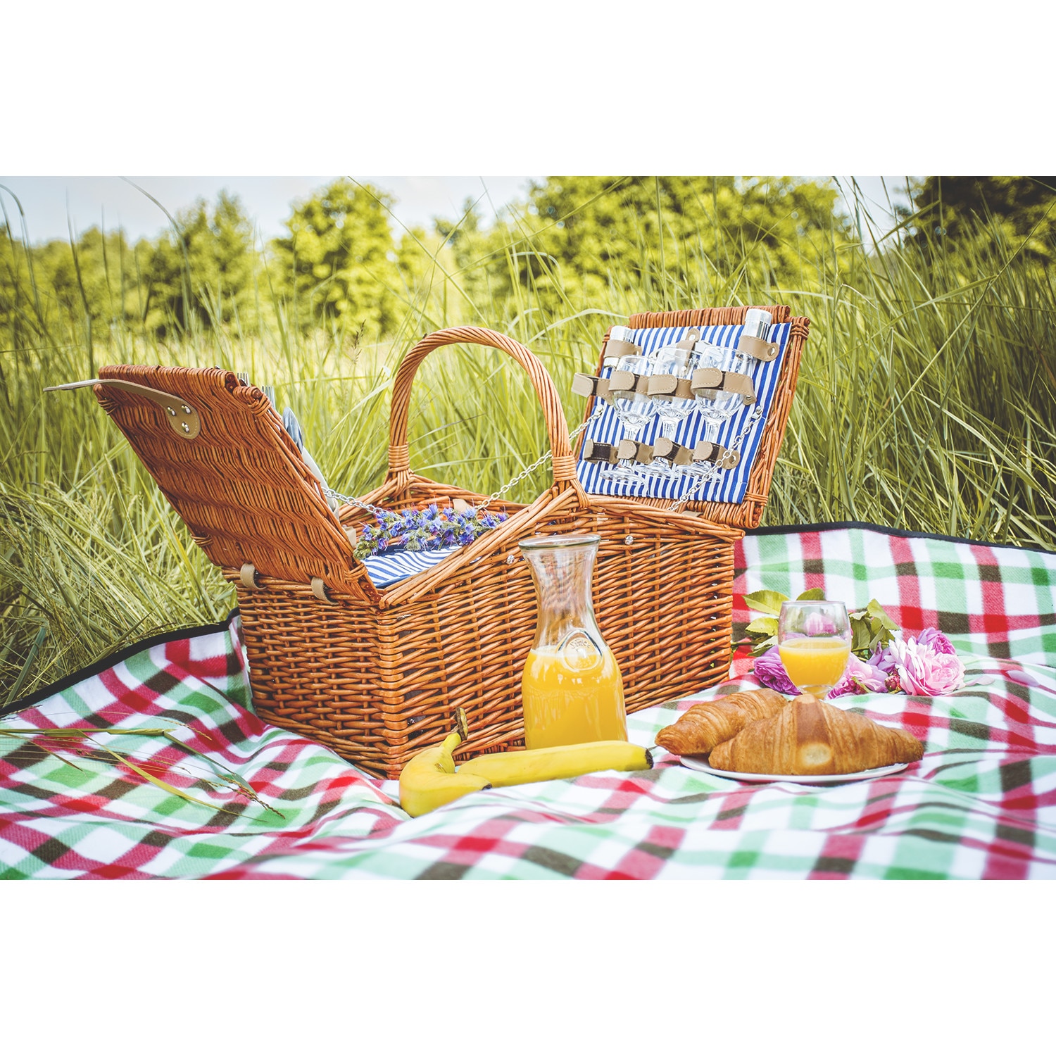 Cos de picnic geanta termica din rachita pentru 4 persoane - eMAG.ro