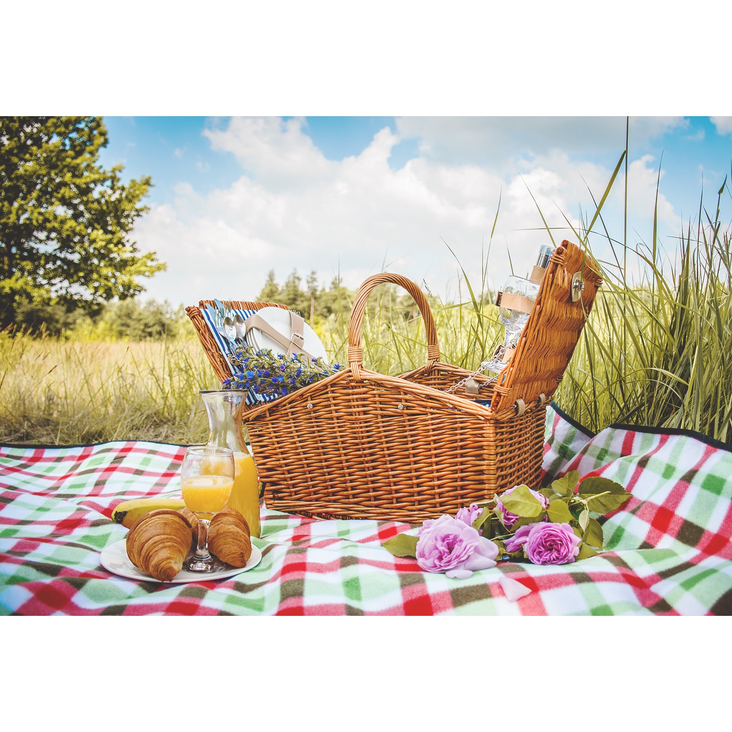 Cos de picnic geanta termica din rachita pentru 4 persoane - eMAG.ro