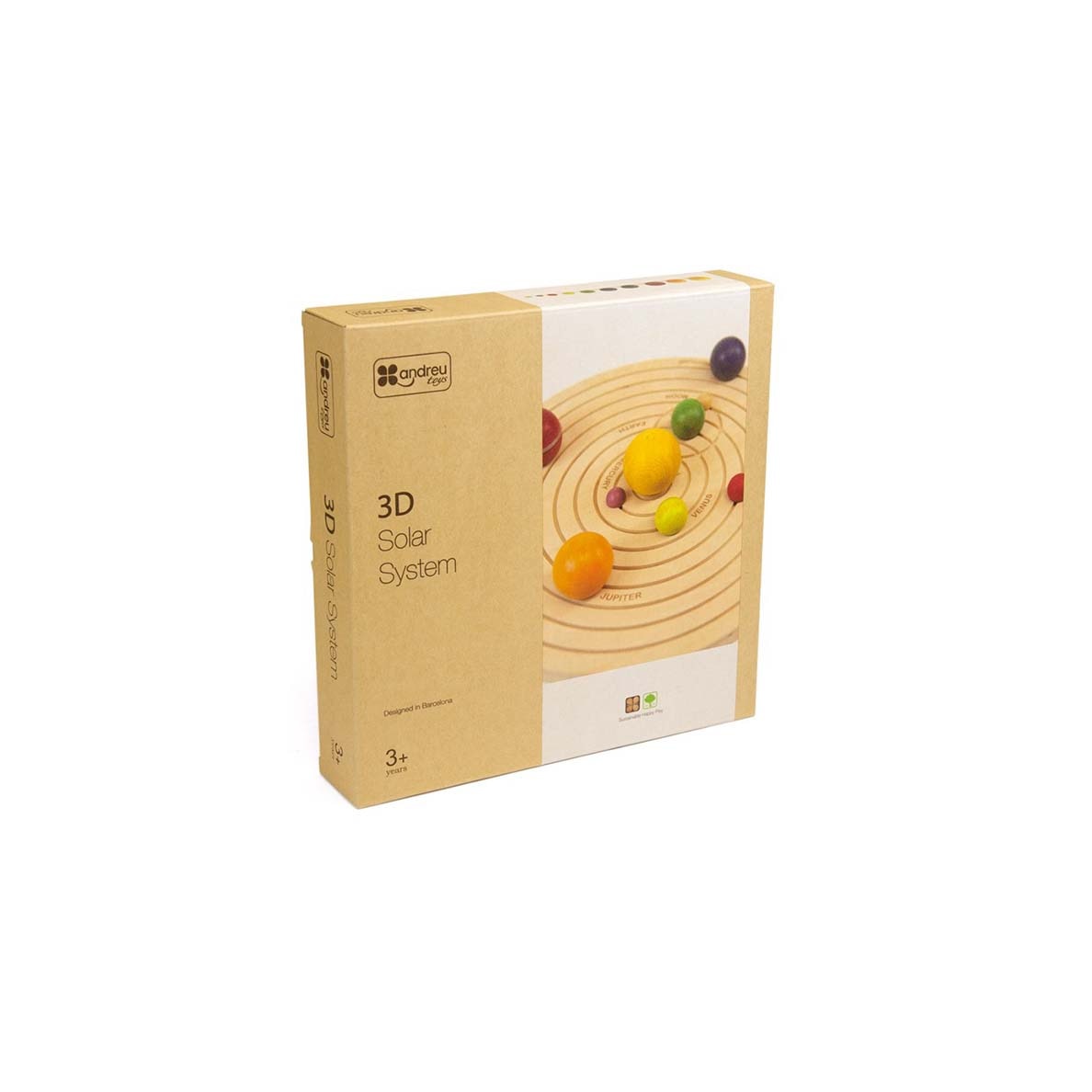 Sistem solar din lemn, 30x30x1.5 cm, Multicolor - eMAG.ro