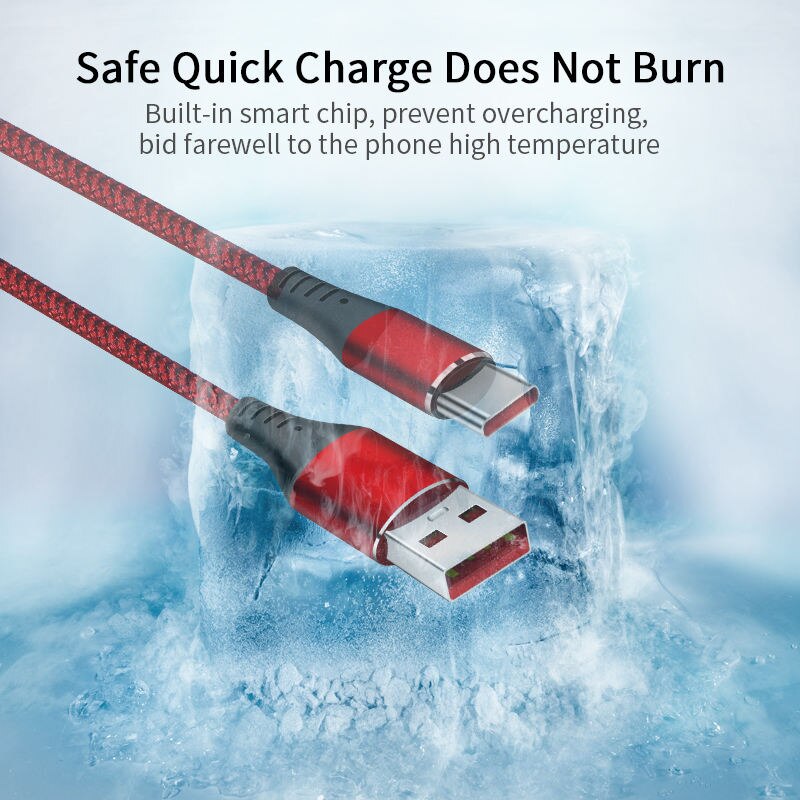 RikBo® Super Fast Charge 5A USB кабел за зареждане и пренос на данни ...