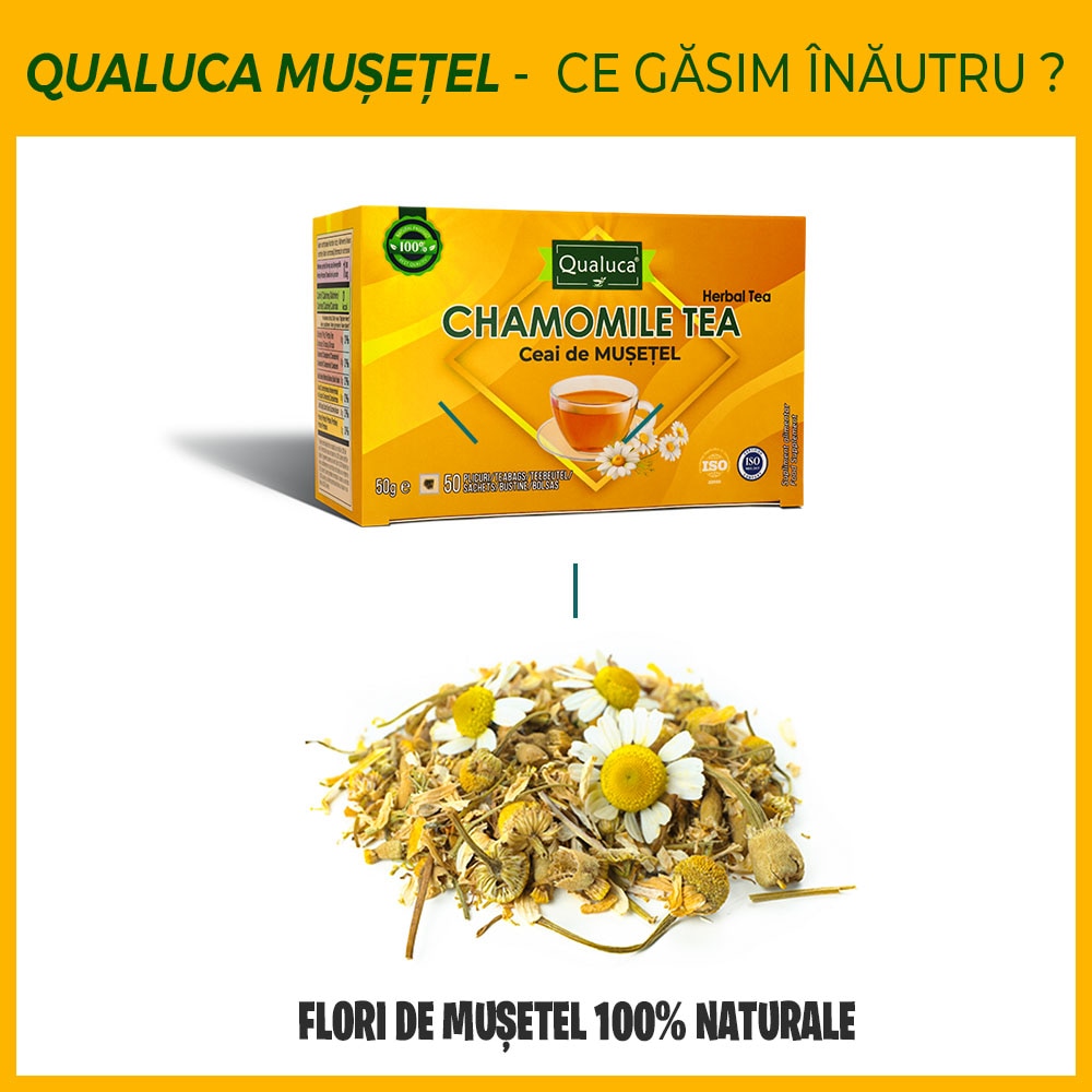 Set 2 cutii, Ceai de musetel, Qualuca Musetel, 100 plicuri, 100gr ...