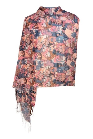 Esarfa tip sal dama P1, Dacali, roz/gri ,180 x 70 cm - eMAG.ro