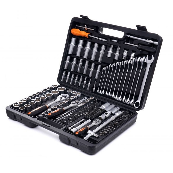 Trusa de chei tubulare 1/2", 3/8", 1/4", 219 elemente, KD10470 - eMAG.ro