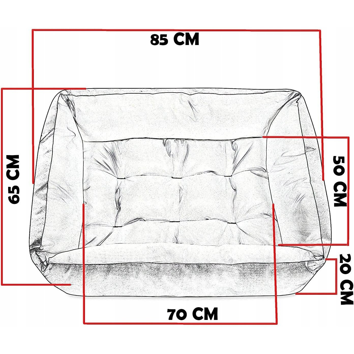 Pat caini talie mare, Negru/Visiniu, impermeabil, 95x75 cm, covoras ...