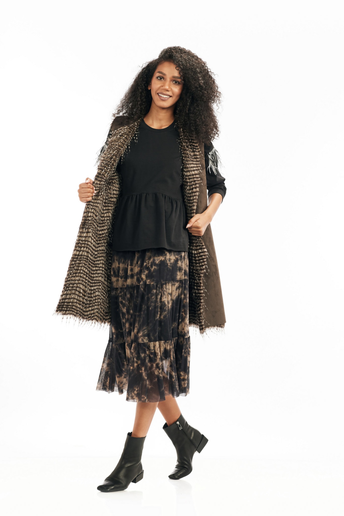 Vesta RVL Fashion, dreapta cu doua fete, blana/cojoc, inchidere cu ...