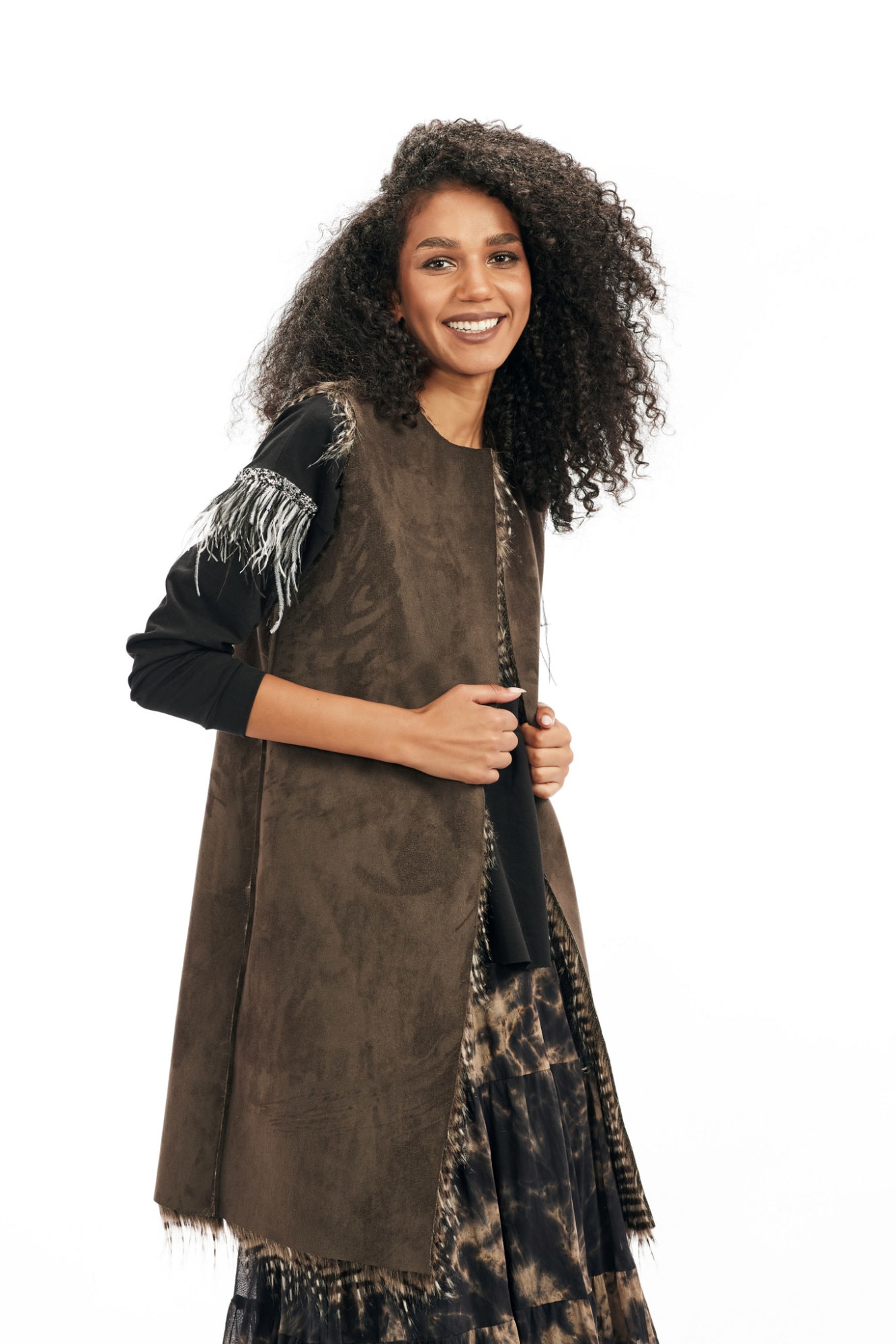 Vesta RVL Fashion, dreapta cu doua fete, blana/cojoc, inchidere cu ...