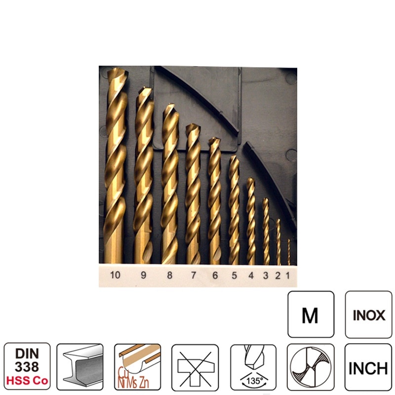 Set 10 burghie pentru metal 1.0-10.0 mm cobalt HSS-Co - eMAG.ro