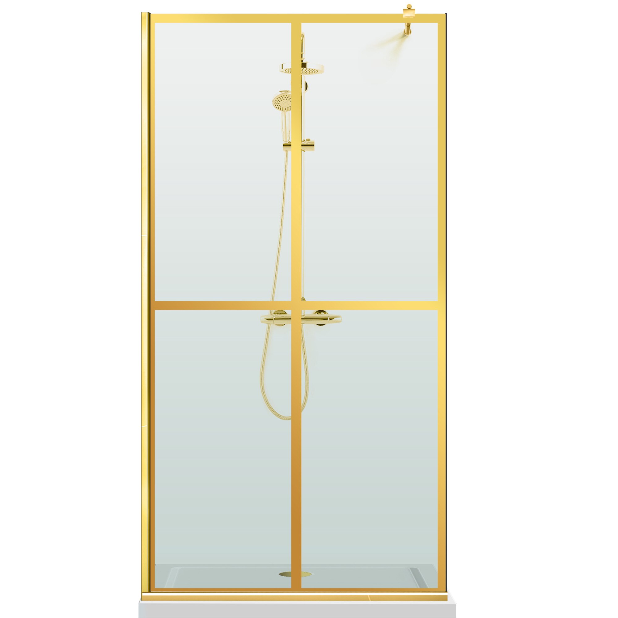 Paravan dus walk-in Aqua Roy ® Gold, model Basic auriu, sticla 8 mm ...