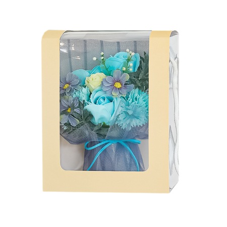 Aranjament floral elegant, flori de sapun, D4063, Blue, 20.5X16X10 cm ...
