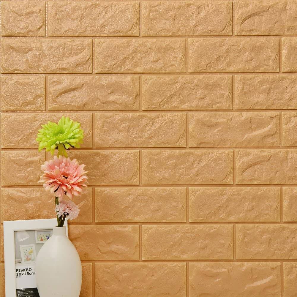 Tapet 3D Autoadeziv SIKS®, model caramida in relief, cafeniu, design ...