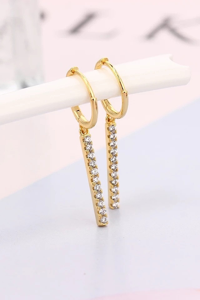 Cercei Tennis Gold I, Efyra, din Argint S925 placat cu Aur galben ...