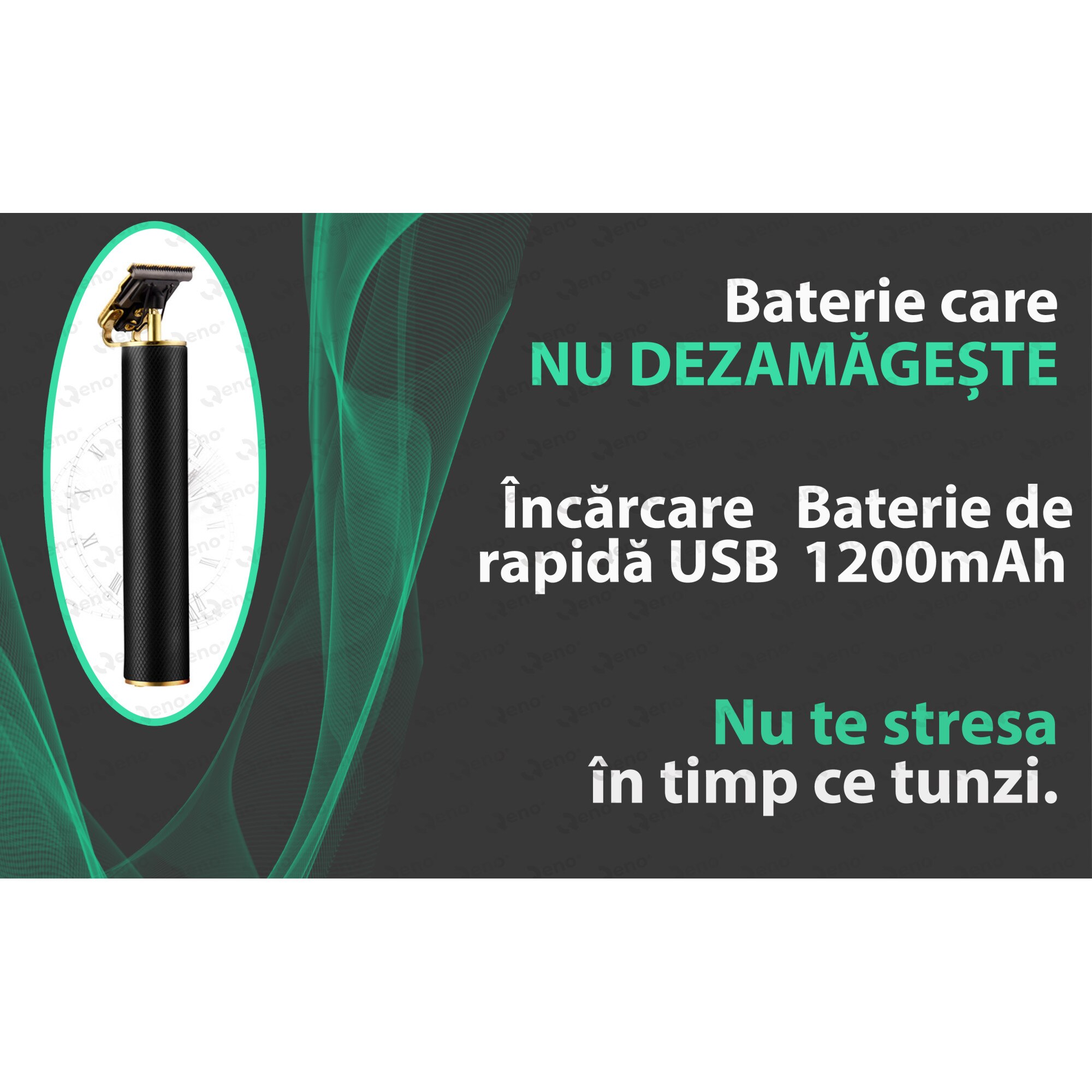 Masina De Tuns Qeno® Profesionala, Pentru Barba, Contur, Fara Fir, Lame ...
